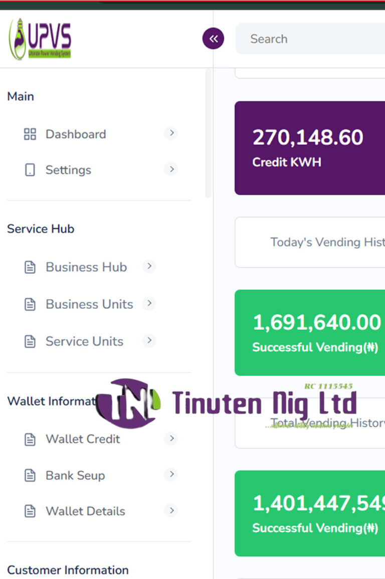 Development of Utility Management Software – Tinuten NIgeria Limited
